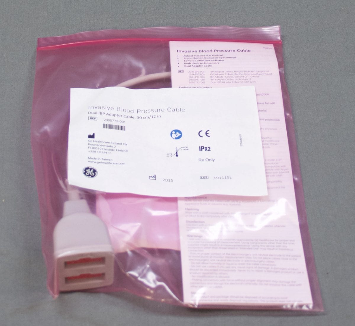 GE 2005772-001 Invasive Blood Pressure Cable (R30) - Apexx Solutions